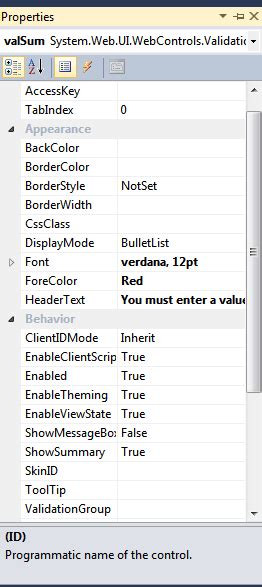 ValidationSummary Control In ASP NET