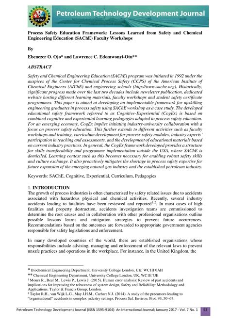 pdf process safety education framework lessons learned from safety