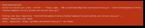 Failed To Download Laravelnova From Dist Invalid Credentials For