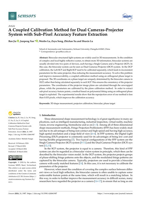 Pdf A Coupled Calibration Method For Dual Cameras Projector System