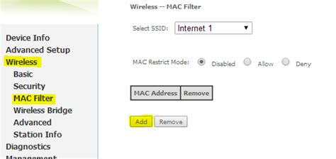 Home Gateway Support MAC Filtering In AN