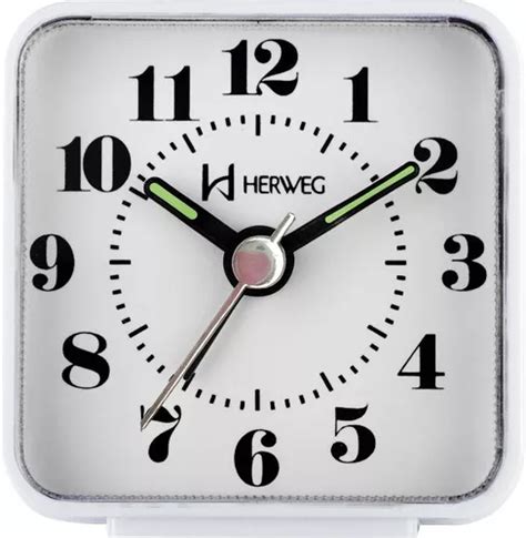 Reloj Despertador Cuadrado Analógico Blanco Herweg Mercadolibre