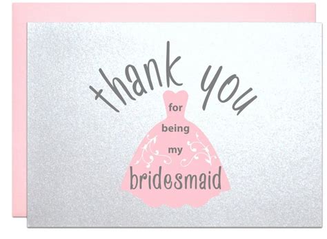 Thank You For Being My Bridesmaid Thank You Card From Bride To