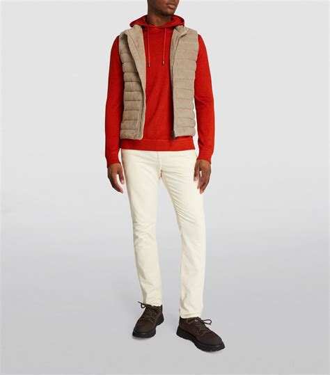 Mens Moorer Beige Suede Quilted Gilet Harrods Countrycode