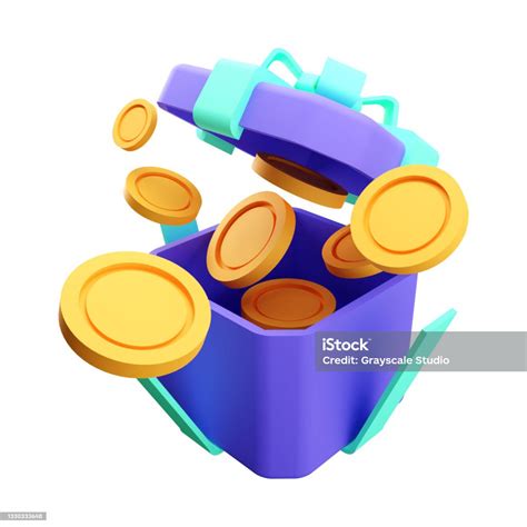 오픈 기프트 박스 놀라움의 3d 렌더링 포인트 개념 충성도 프로그램을 적립하고 흰색 배경에 고립 된 보상을 얻을 인센티브에 대한