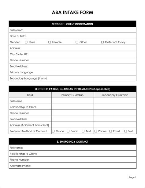 11 Must Have Free Aba Intake Forms No Sign Up Required