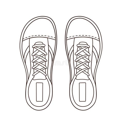 Shoes Sneaker Casual For Male And Female In Line Art Style Footwear