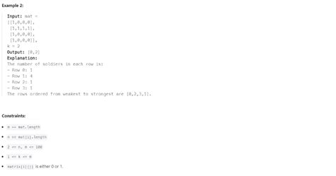 99클럽 코테 스터디 30일차 Til The K Weakest Rows In A Matrix