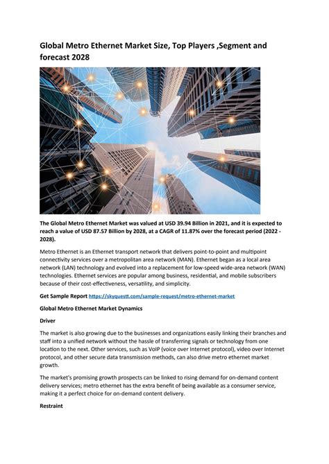 Global Metro Ethernet Market Size Top Players Segment And Forecast Global Metro Ethernet Market Size Top Players Segment And Forecast