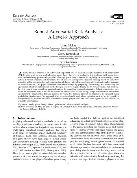 Pdf Robust Adversarial Risk Analysis A Level K Approach