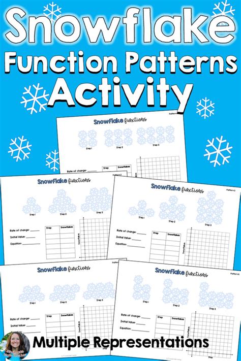 linear equations functions patterns winter snowflake activity print and