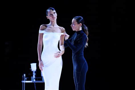 Bella Hadid Just Walked The Runway In A Spray On Dress Out Of A Sci Fi