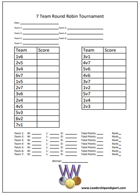 Round Robin Tournament Brackets Template
