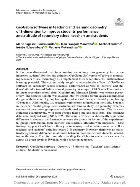 Geogebra Software In Teaching And Learning Geometr Pdf Educational