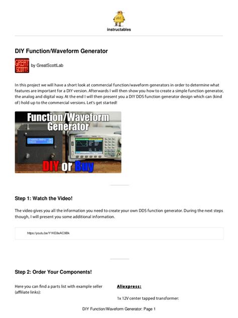 Diy Functionwaveform Generator Pdf Electrical Engineering