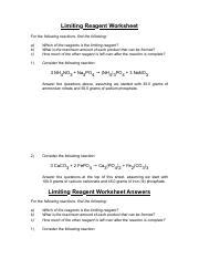 Limiting Reagent Worksheet Pdf Limiting Reagent Worksheet For The Following Reactions Find The