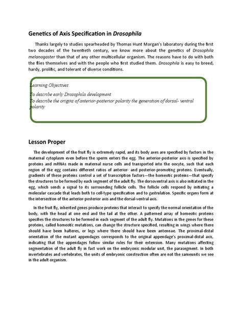 Genetics Of Axis Specification In Drosophila Pdf Biotechnology