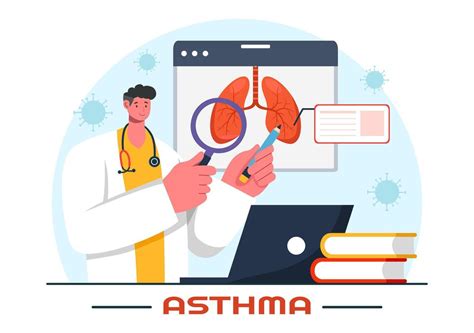 Asthma Disease Vector Illustration Featuring Human Lungs And Inhalers