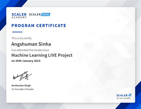 Angshuman Sinha On Linkedin Certificate Machine Learning Live Project