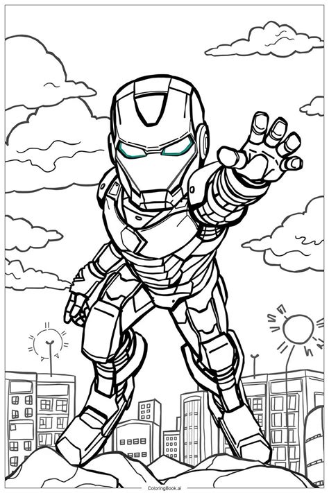 Página Para Colorear Iron Man Salvando El Día En La Ciudad Descarga