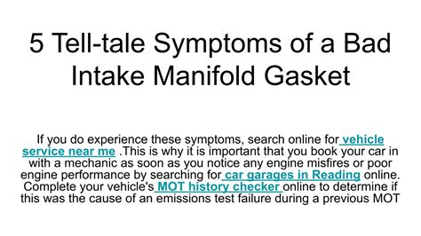 Ppt Tell Tale Symptoms Of A Bad Intake Manifold Gasket