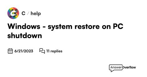 Windows System Restore On Pc Shutdown C