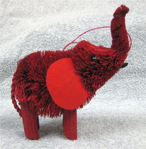 Brushart Bristle Brush Elephant Red Ornament