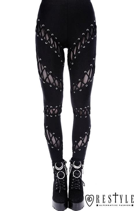 Laced Up Leggings Gothic Leggings With Corset Lacing Nugoth Trousers