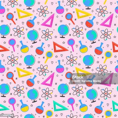 손으로 그린 아이콘과 함께 학교 배경 완벽 한 패턴 벡터 일러스트 레이 션 공부에 대한 스톡 벡터 아트 및 기타 이미지 공부 과학 교사 교육 관련 직업 Istock
