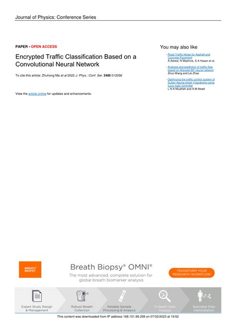 Pdf Encrypted Traffic Classification Based On A Convolutional Neural