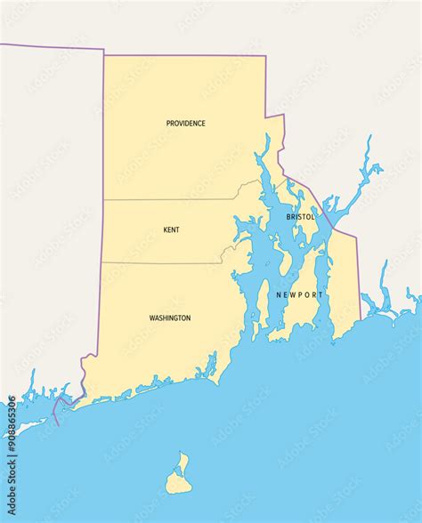 Rhode Island Us State Subdivided Into 5 Counties Political Map