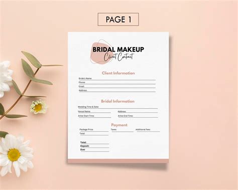 Bridal Makeup Makeup Artist Contracts Set PDF Prints Etsy