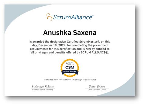 Certifiedscrummaster Csm Agile Scrumalliance Anushka Saxena