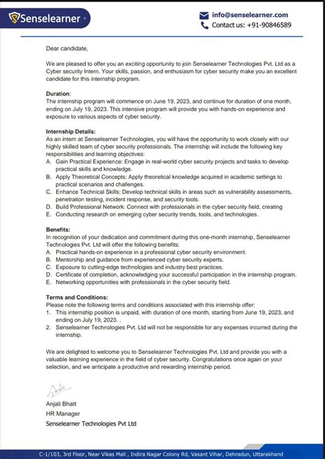 Krishna Thakker On Linkedin Cybersecurity Internship Senselearner