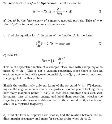 2 Geodesics In A Q M Spacetime Let The Metric Be