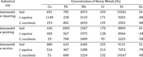 The Concentration Of Heavy Metals In Plants And Soil Samples In