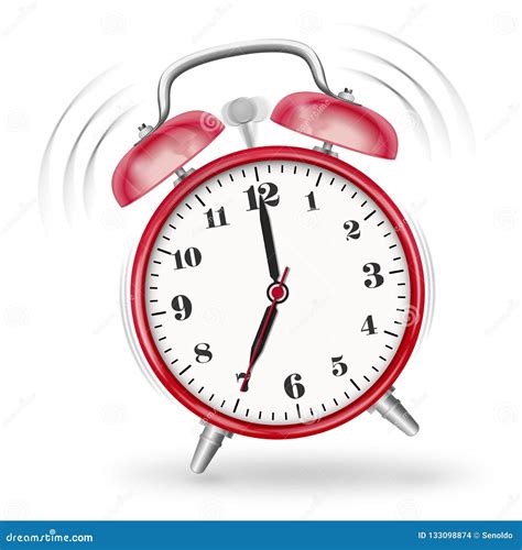 Classic Ringing Alarm Clock Icon With Red Surface Stock Illustration