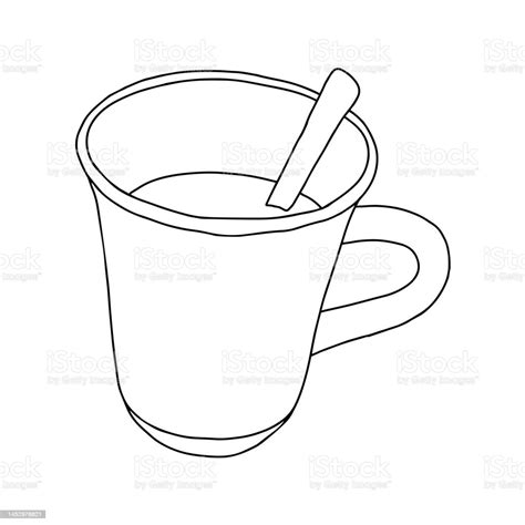 흰색 배경에 고립 된 숟가락과 뜨거운 차 또는 커피가있는 컵의 검은 손 그리기 그림 귀여운에 대한 스톡 벡터 아트 및 기타 이미지 귀여운 그릇 낙서 드로잉 Istock