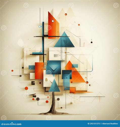 Abstract Illustration Of A Tree With Geometric Shapes Stock