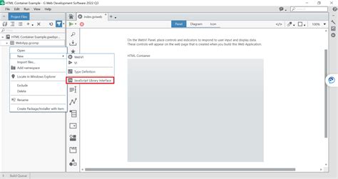 how to use html container in g web development software ni