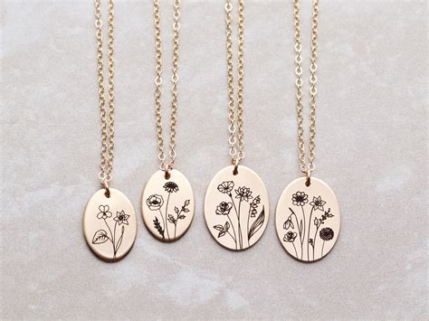 Build A Birth Flower Necklace Oval Tom Design Shop