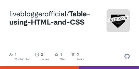 Github Livebloggerofficial Table Using Html And Css