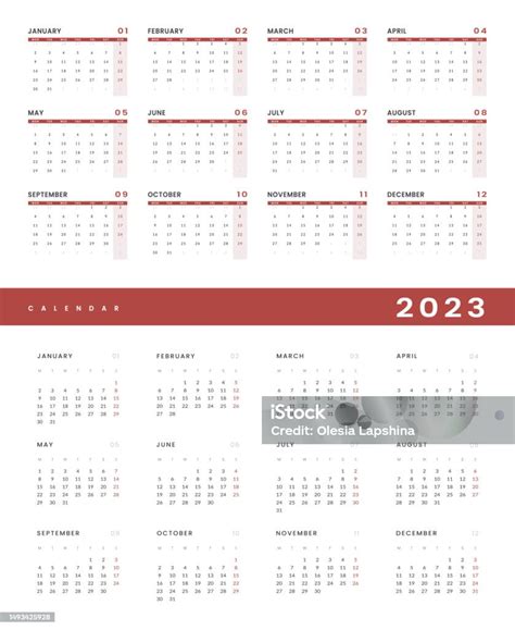 2023년 연간 달력 템플릿 세트입니다 벽이나 책상의 벡터 레이아웃은 월요일에 시작하는 주와 간단한 달력입니다 흑백 색상의 달력
