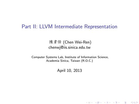 Part Ii Llvm Intermediate Representation Ppt