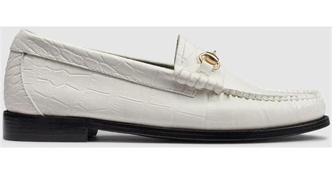 Gh Bass And Co Lianna Bit Croc Weejuns Loafer Shoes In White Lyst