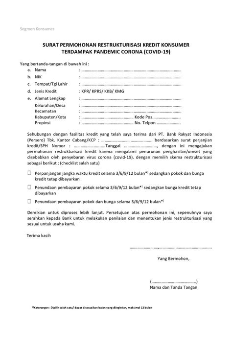 Contoh Surat Permohonan Keringanan Pembayaran Kpr Contoh Terbaru The