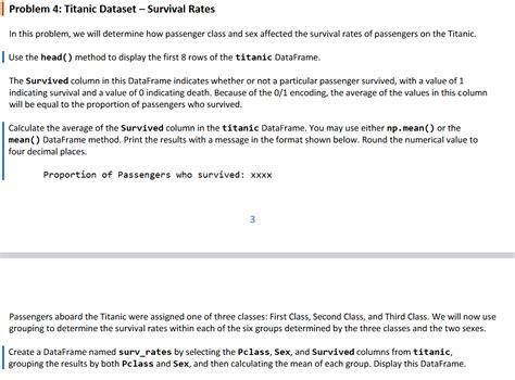 Solved Problem 4 Titanic Dataset Survival Rates In This