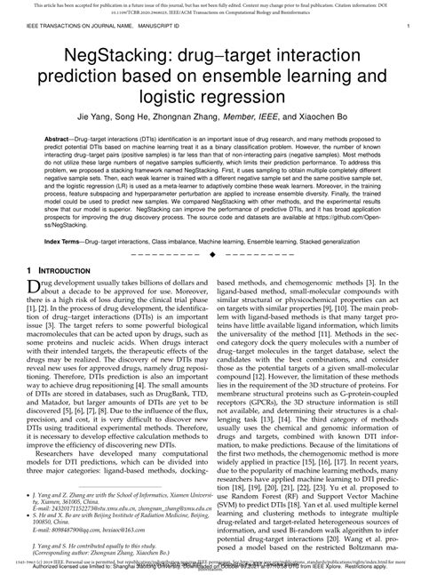 Pdf Negstacking Drug Target Interaction Prediction Based On Ensemble