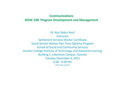 PPT Communications SESW 108 Program Development And Management