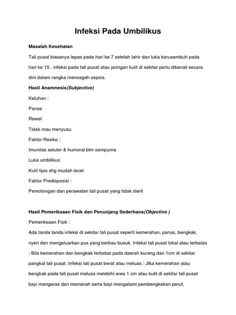 Infeksi Pada Umbilikus Pdf Sains And Matematika